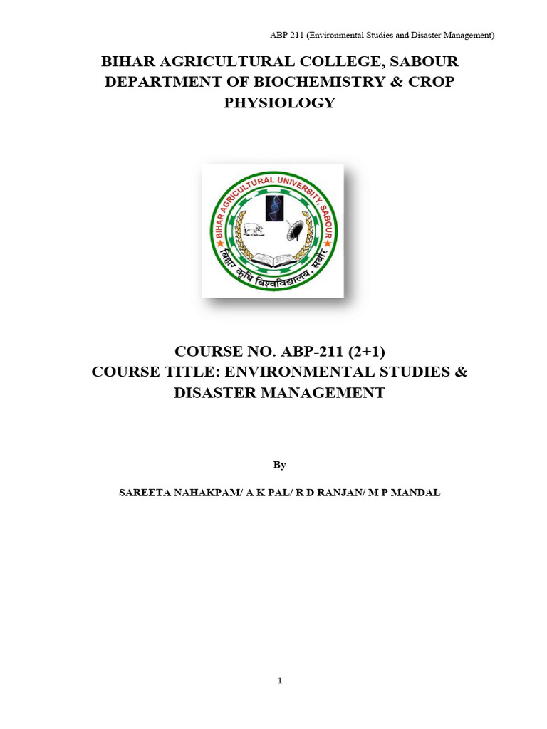 ABP 211 - Environmental Studies and Disaster Management | PDF | Natural ...