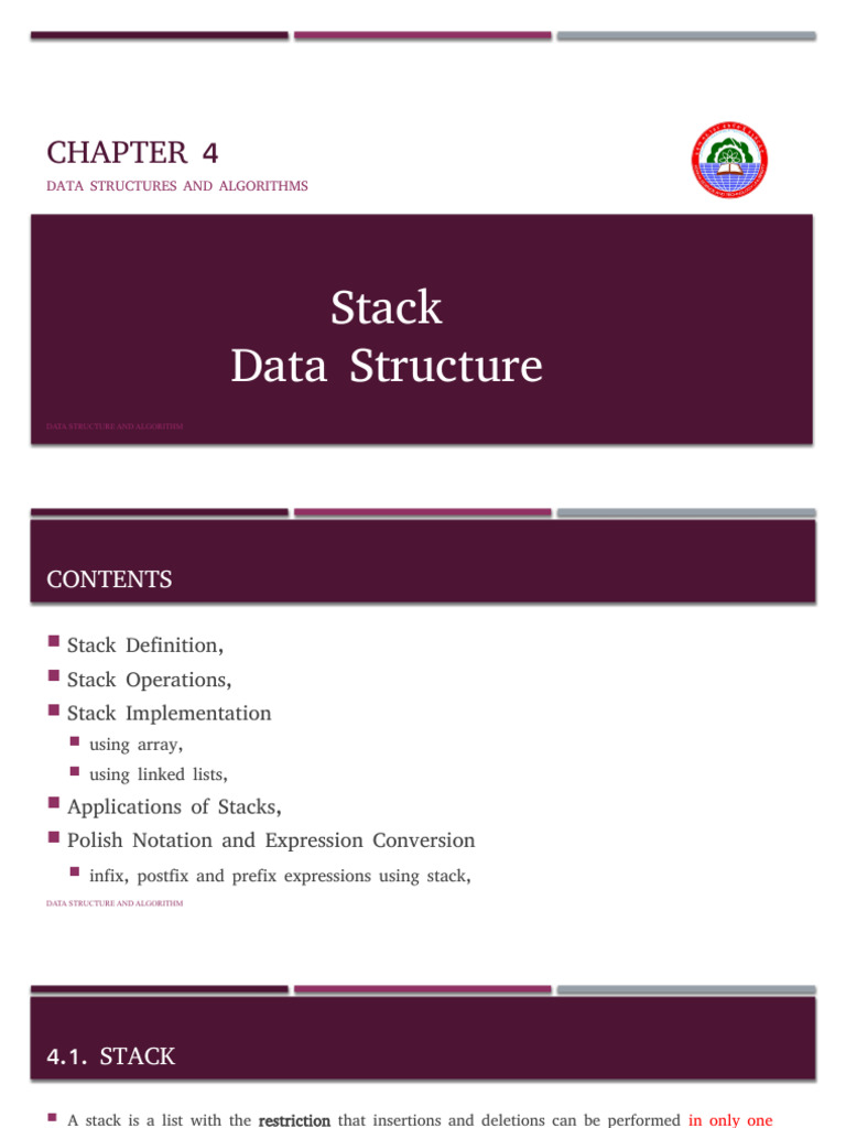 DSA Chapter 4 - Stack | PDF | Pointer (Computer Programming) | Computer Engineering