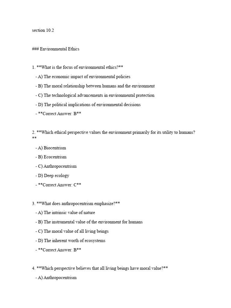 multiple-choice questions | PDF | Sustainability | Sustainable Development