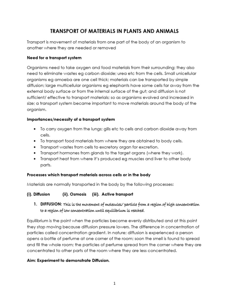 Transport of Materials in Plants and Animals | PDF | Heart Valve | Atrium (Heart)