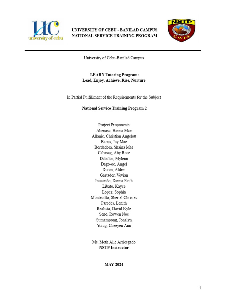 Learn-Tutoring-Program G1 | PDF | Cognition | Behavior Modification