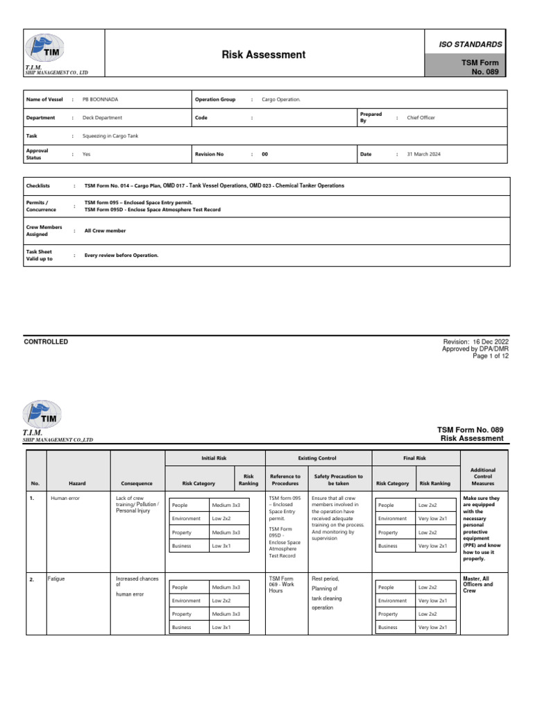TSM Form 089 - Risk Assessment - Cargo Tank Squeezing Operation ...