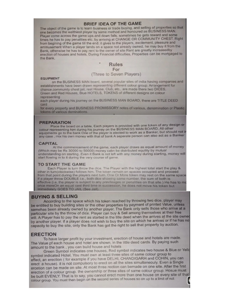 Business Game Rules | PDF