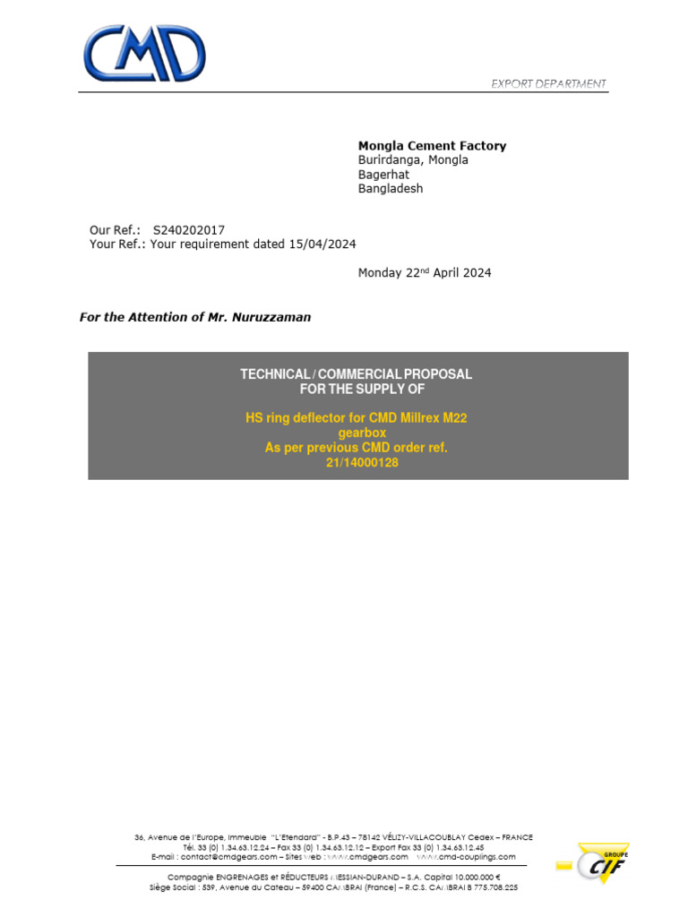 S240202017 - HS Ring Deflector - CMD Millrex 22 Gearbox | PDF ...