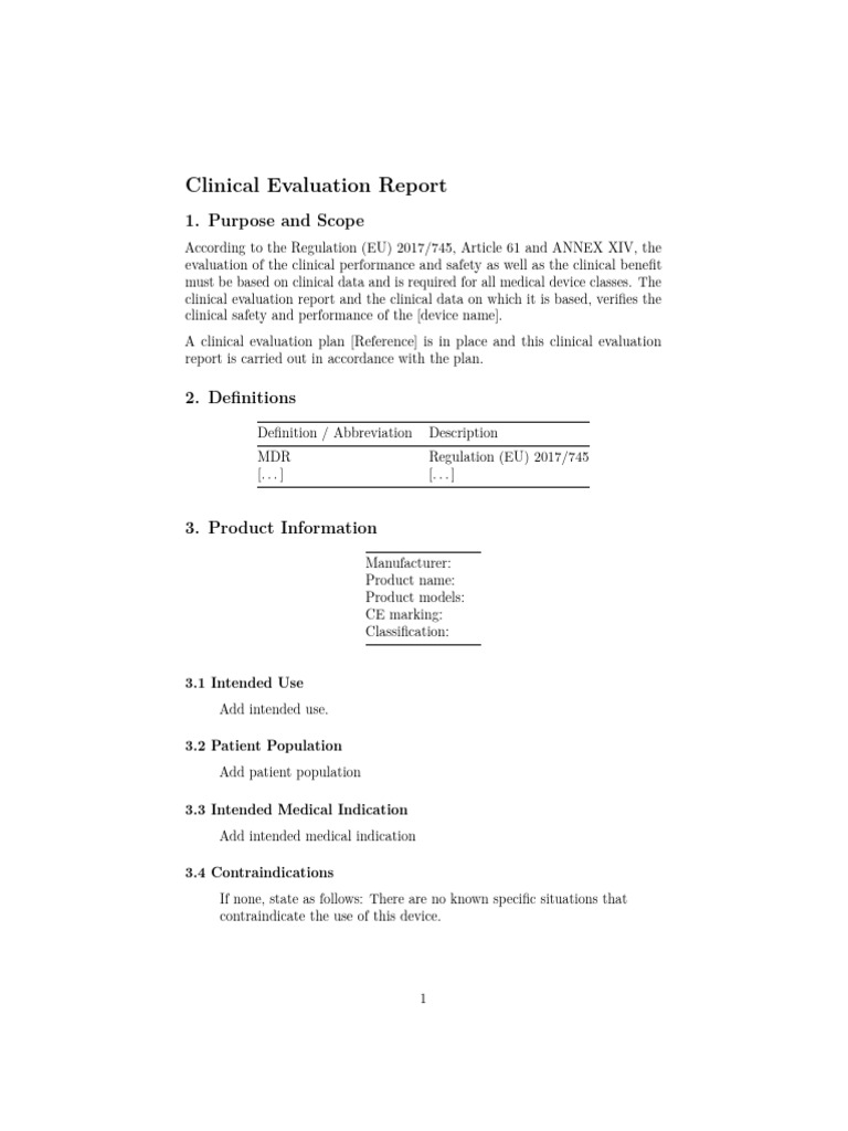 Clinical Evaluation Report | PDF | Risk Management | Verification And ...