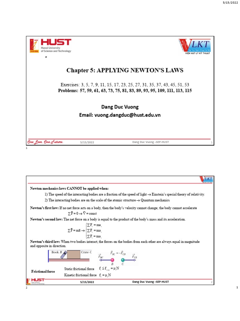 Chapter 5 - Newton Laws | PDF | Force | Newton's Laws Of Motion