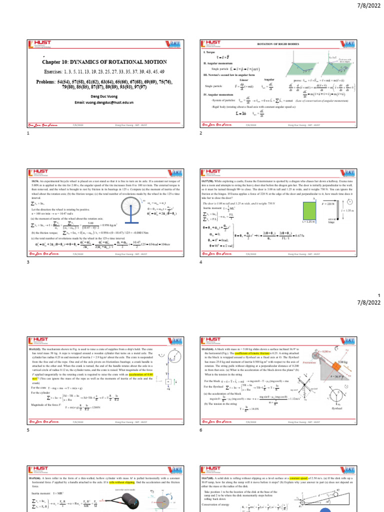 Chapter 10 DYNAMICS OF ROTATIONAL MOTION | PDF | Rotation Around A Fixed Axis | Torque