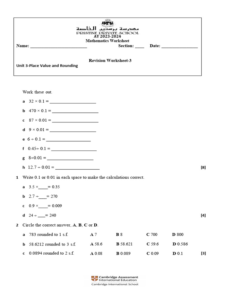Unit 3 Place Values | PDF | Significant Figures | Applied Mathematics