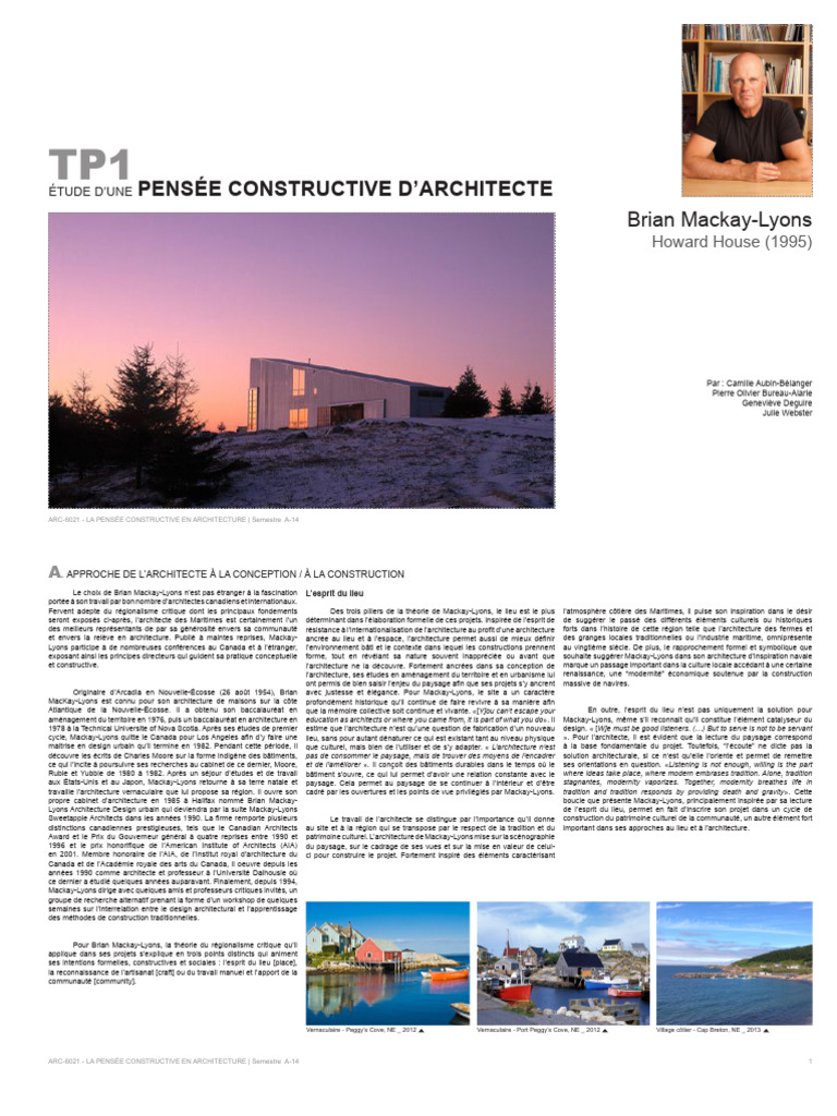 Pensée Constructive de Brian Mackay-Lyons | PDF | Paysage | Architecte
