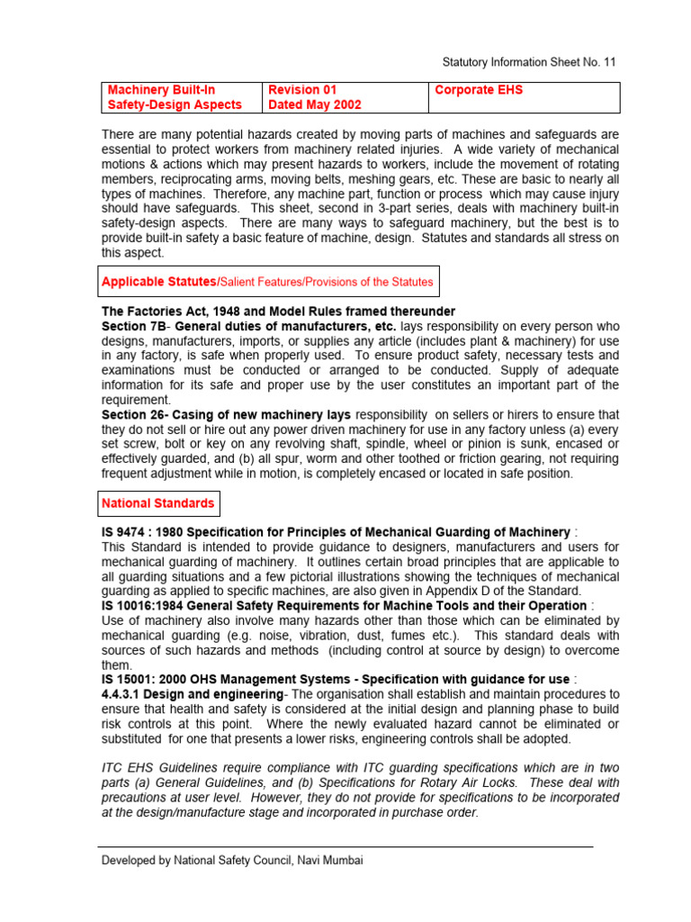NSCI - 11 - Machinery-Built in Safety Design Aspects | PDF ...