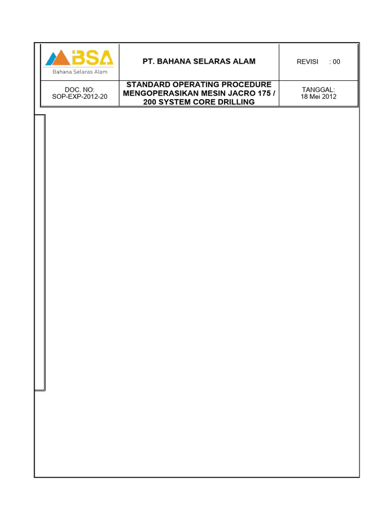 SOP-EXP-2012-20-Pengoperasian Mesin Bor Tipe Jacro 200 | PDF