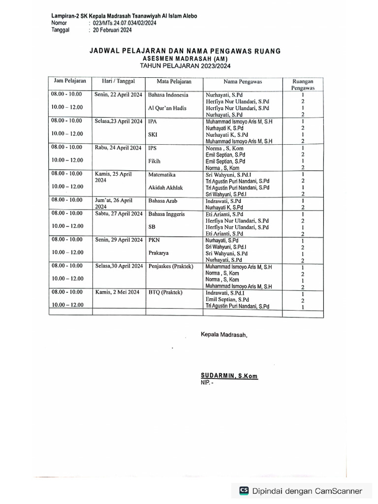Jadwal Pengawas AM | PDF Jadwal Pengawas AM | PDF
