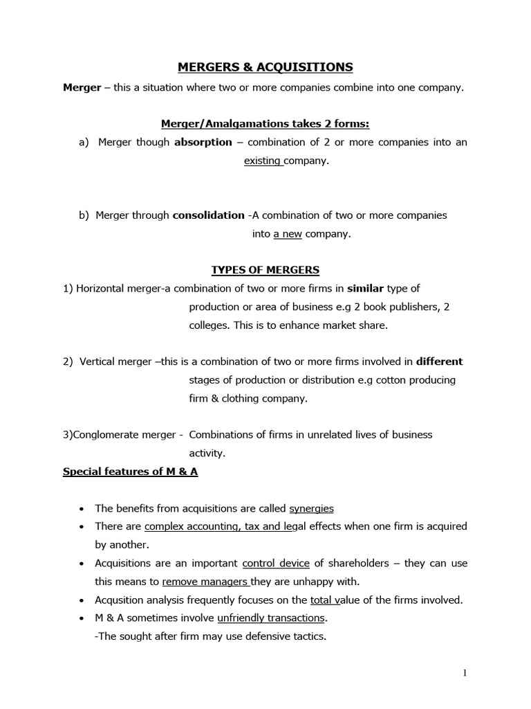 MERGERS-and-ACQUISTIONS | PDF | Mergers And Acquisitions | Takeover