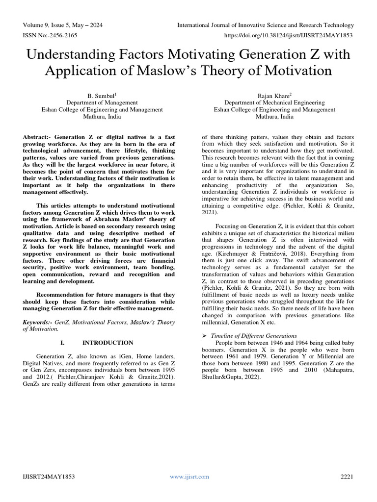 Understanding Factors Motivating Generation Z With Application of ...