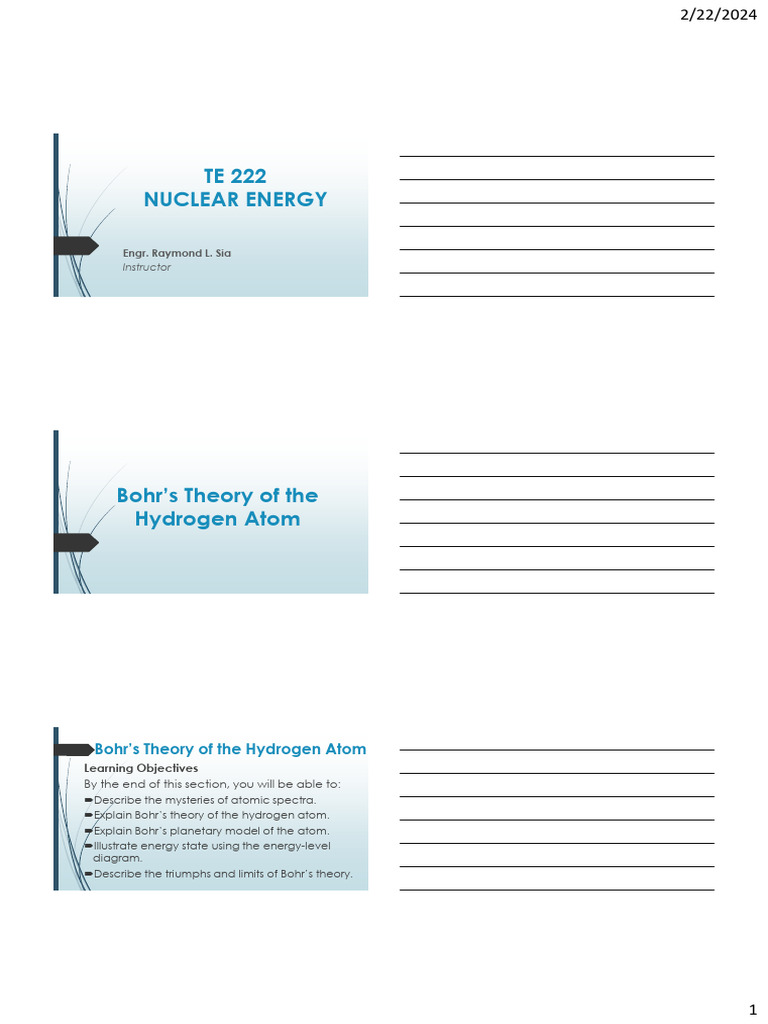 Bohrs Theory Of Hydrogen Atom Pdf Electron Electromagnetic Spectrum
