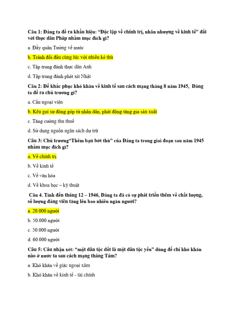 Câu hỏi ôn tập chương 2 + 3 P2 | PDF