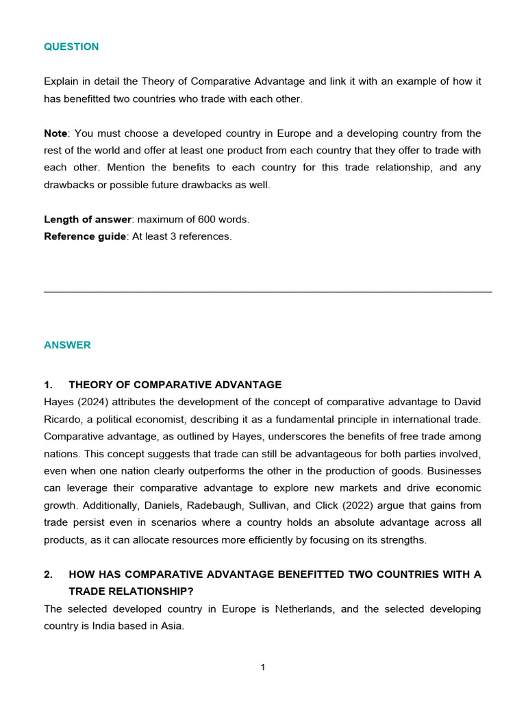 (INTB801) International Business - Theory of Comparative Advantage | PDF | Comparative Advantage ...