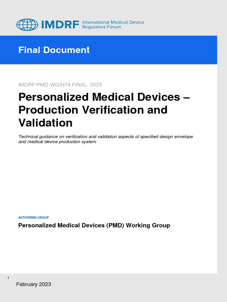 Personalized Medical Devices - Production Verification and Validation ...