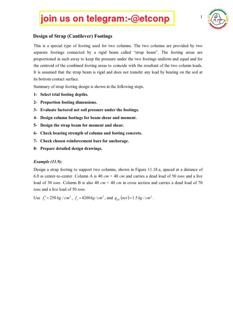 Strap Footing Design Guide | PDF | Beam (Structure) | Column