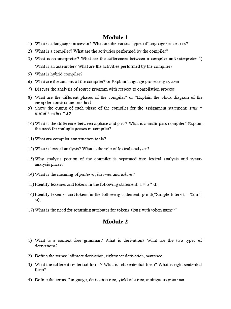 Question Bank | Download Free PDF | Parsing | Computer Programming