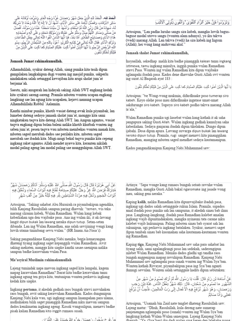 Khutbah Jumat Ngadepi Poso | PDF