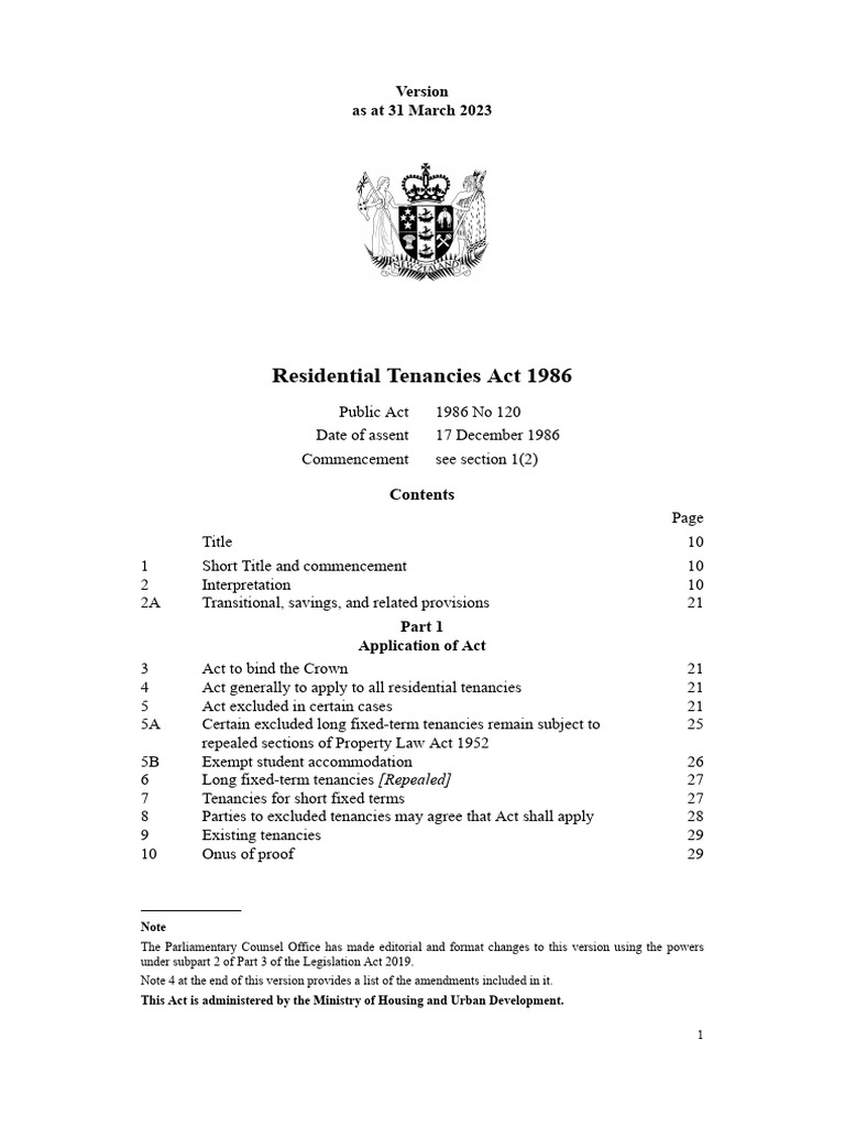 Residential Tenancies Act 1986 | Download Free PDF | Leasehold Estate ...