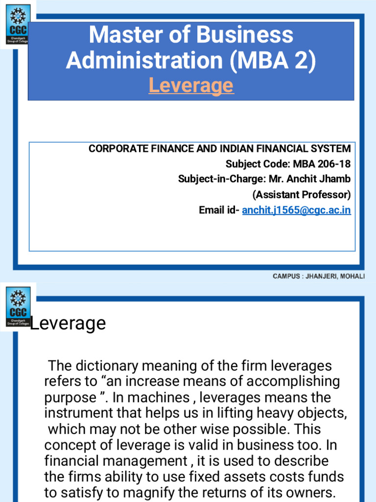 Leverage Analysis | PDF | Leverage (Finance) | Equity (Finance)