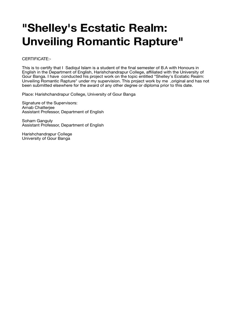 Open Shelley's Ecstatic Realm Unveiling Romantic Rapture | PDF ...