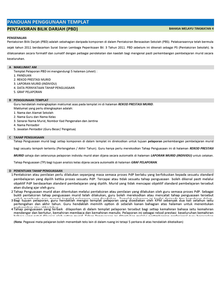 Template PBD Bahasa Melayu Tingkatan 4MW | PDF
