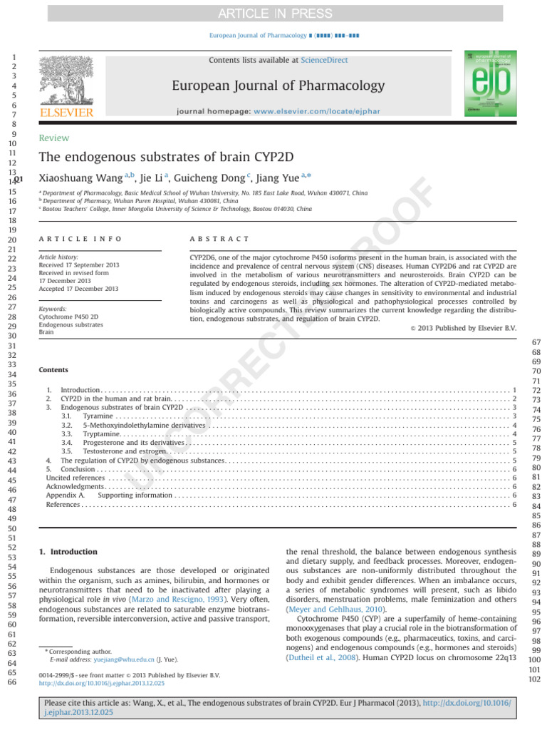 The Endogenous Substrates of Brain CYP2D | PDF | Neuroscience | Brain