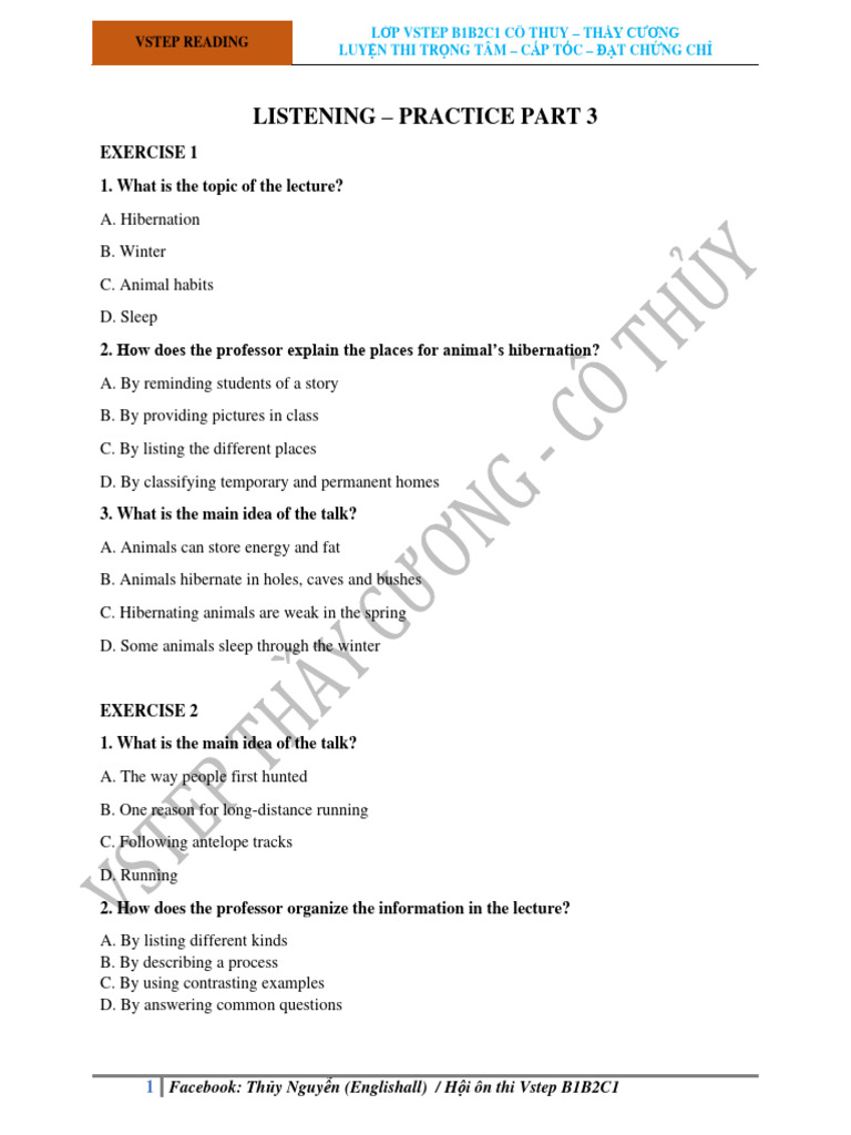 Listening - Practice Part 3 | PDF | Weaving