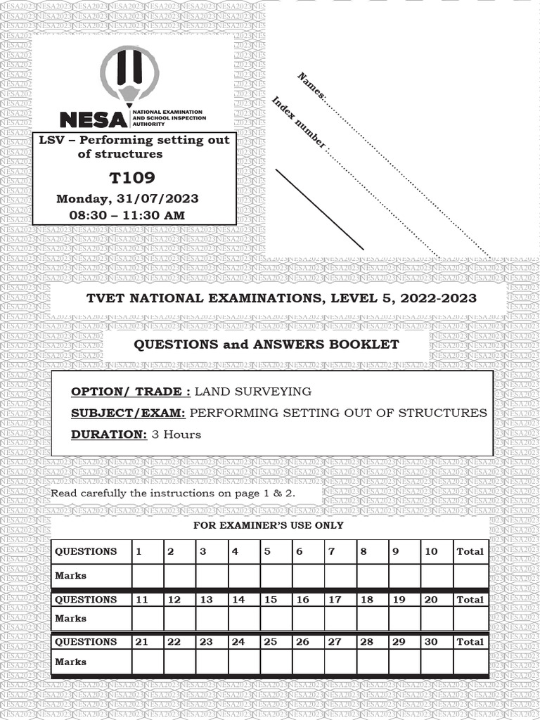 T109 Performing Setting Out of Structures | PDF