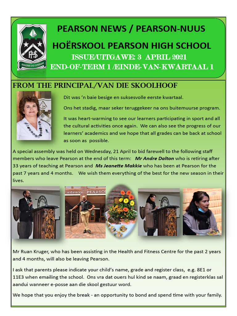 Pearson High School Term 1 Highlights | PDF