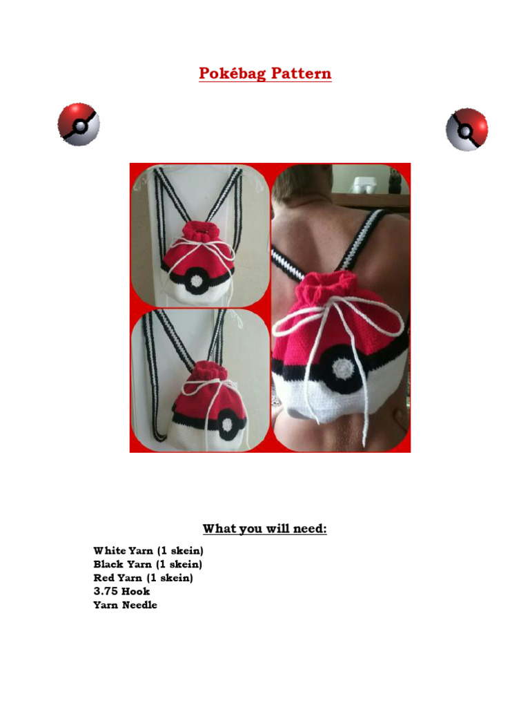 Updated Pokebag Pattern | PDF | Yarn | Nintendo