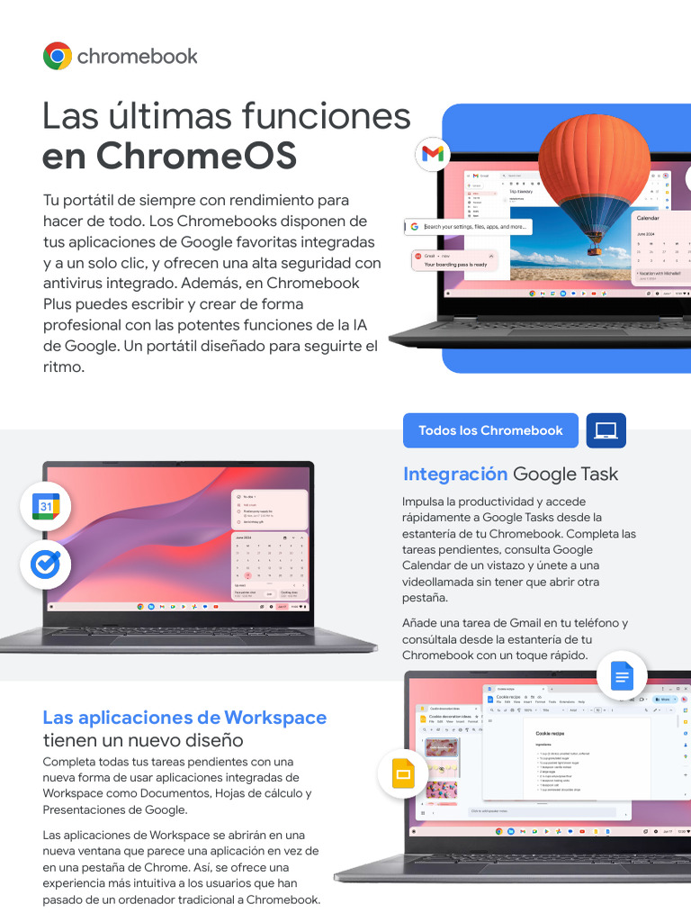 Novedades de ChromeOS & IA- Infosheet | PDF | Chromebook | Software de ...