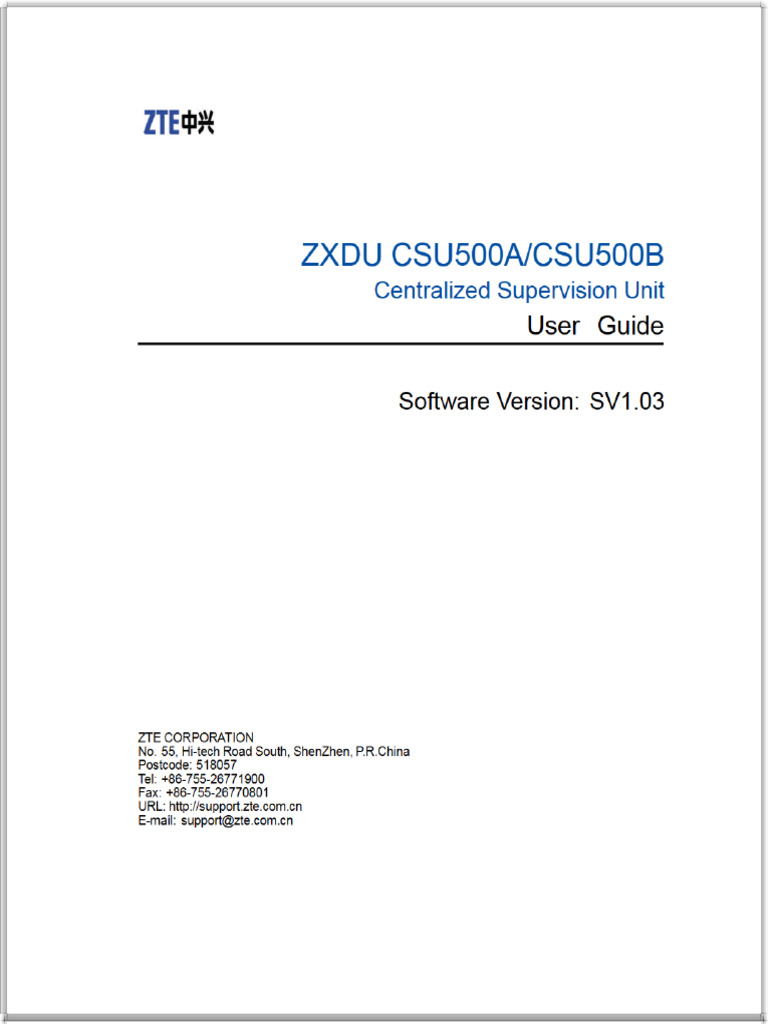 ZXDU CSU500A, CSU500B SV1 03 Centralized | PDF