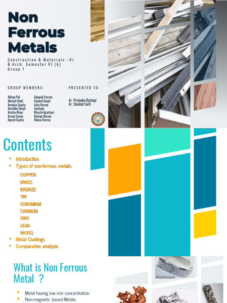 Non Ferrous Metals Ppttemp-1 | PDF | Brass | Cadmium