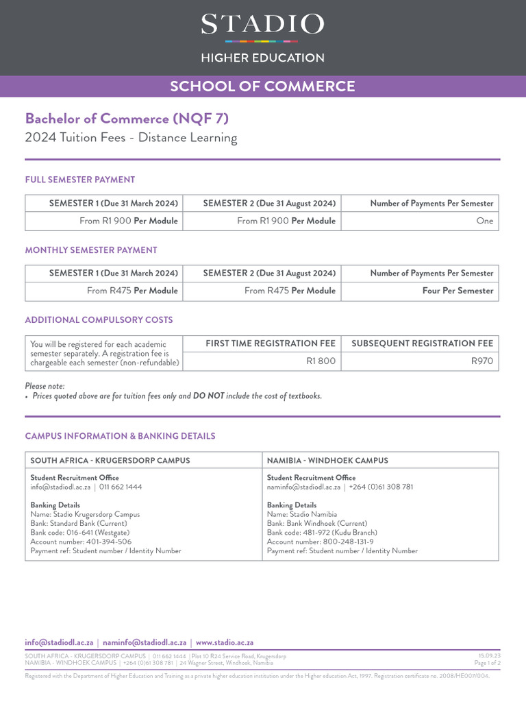 Stadio Soc DL Bcom Fees 2024 | PDF
