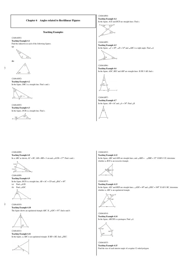 Chapter 6 Angles Related To Rectilinear Figures | PDF | Triangle | Polygon