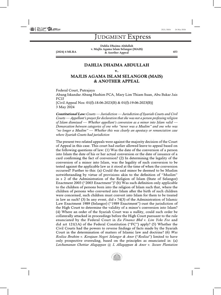 Dahlia Dhaima Abdullah | PDF | Sharia | Appeal