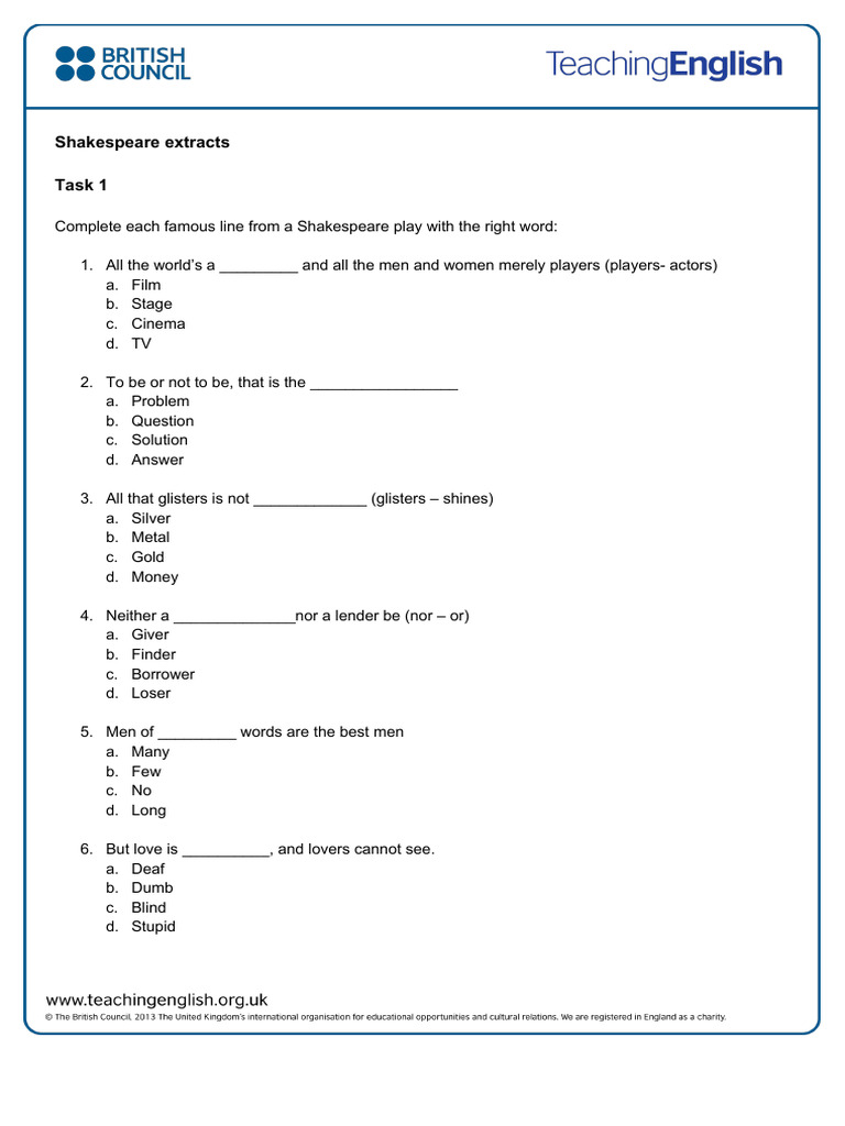 Shakespeare Extracts | PDF