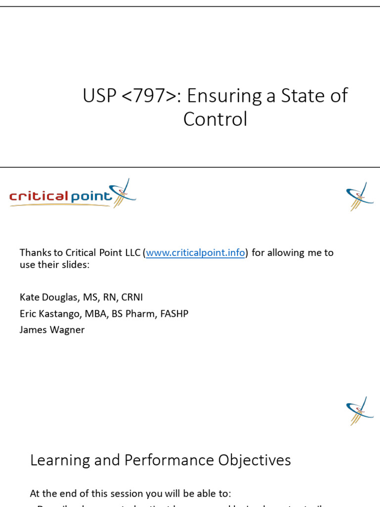 USP 797 Ensuring a State of Control | PDF | Pharmacy