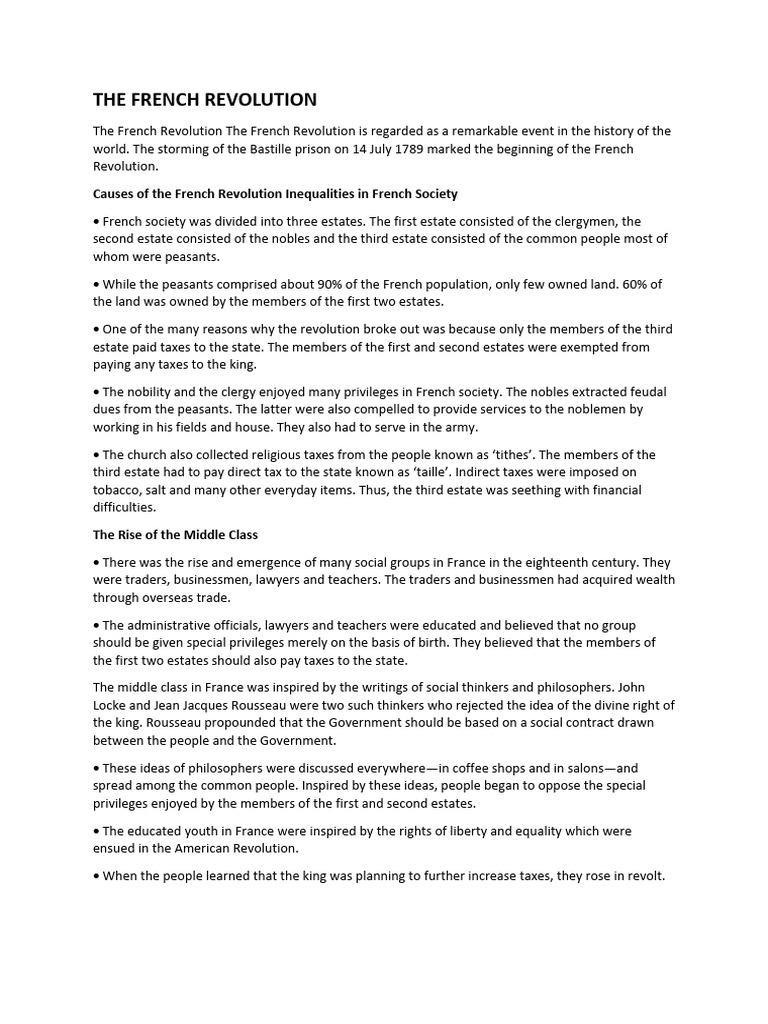 THE FRENCH REVOLUTION NOTES | Download Free PDF | French Revolution ...