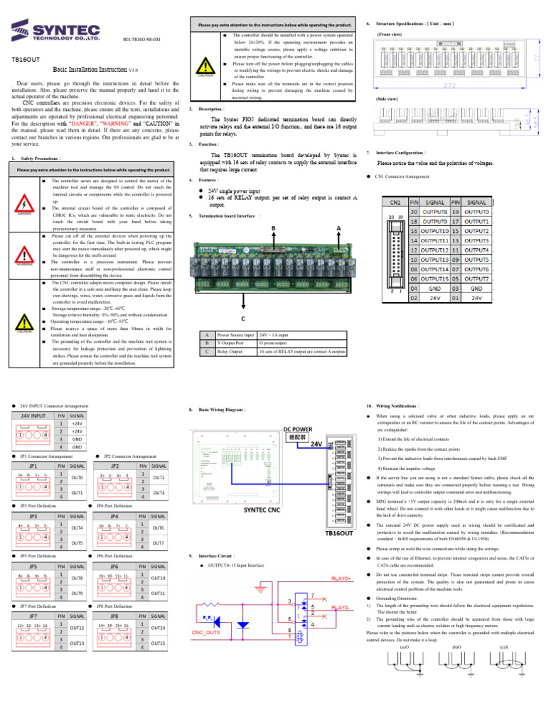 B01-TB16O-003 - TB16OUT Basic Installation Instructions - ENG - 1.0 | PDF | Relay | Electrical ...