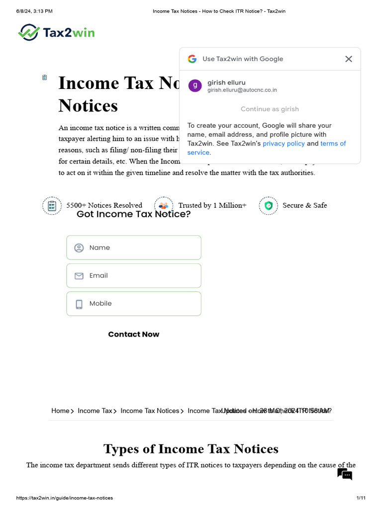 Income Tax Notices - How To Check ITR Notice - Tax2win | PDF | Taxes ...