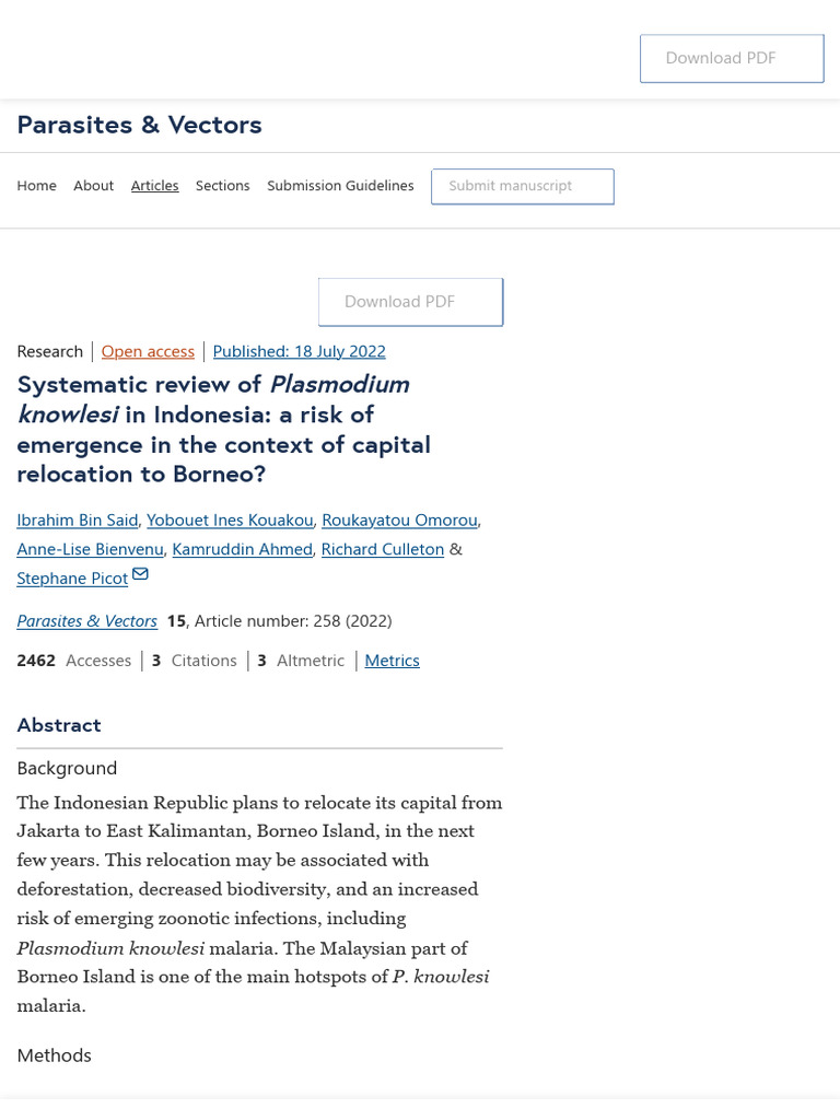 Systematic review of Plasmodium knowlesi in Indonesia_ a risk of emergence in the context of ...