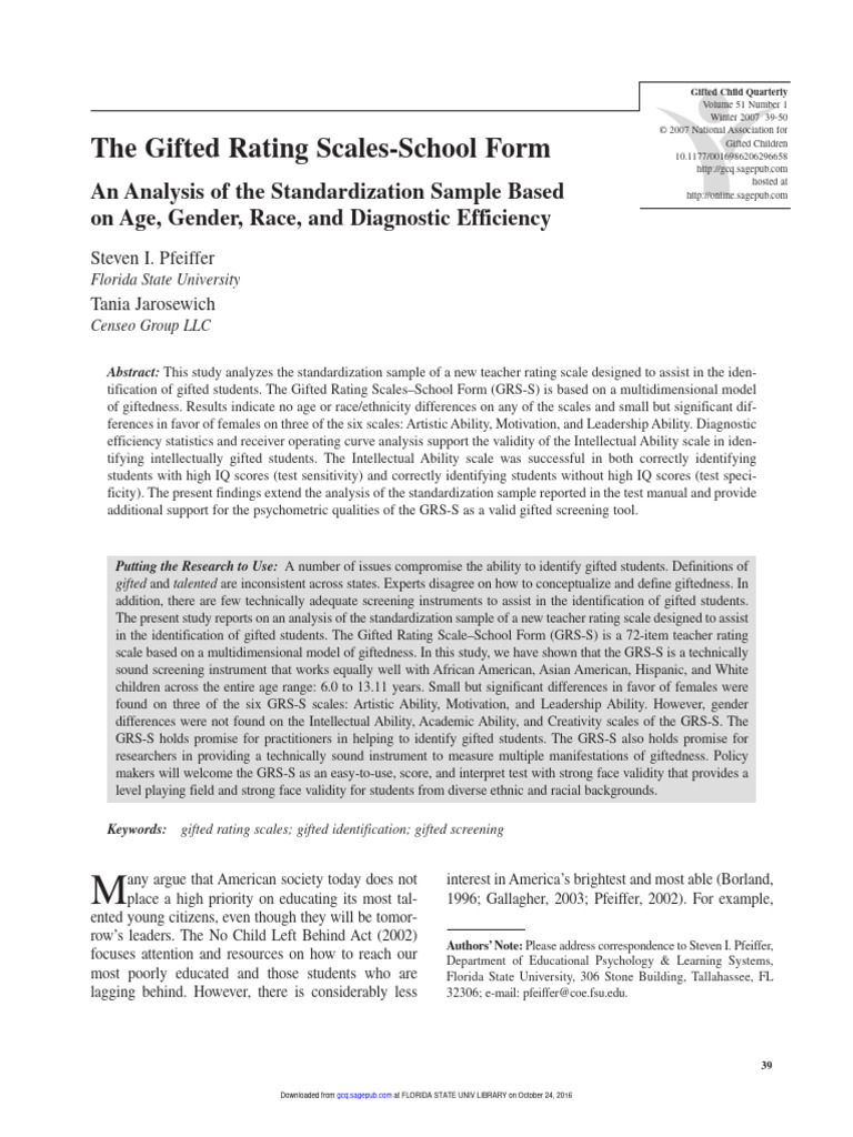 Gifted Rating Scales Analysis and Findings | PDF | Intellectual ...