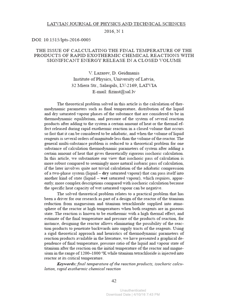 Final Temperature in Exothermic Reactions | PDF | Heat | Phase (Matter)