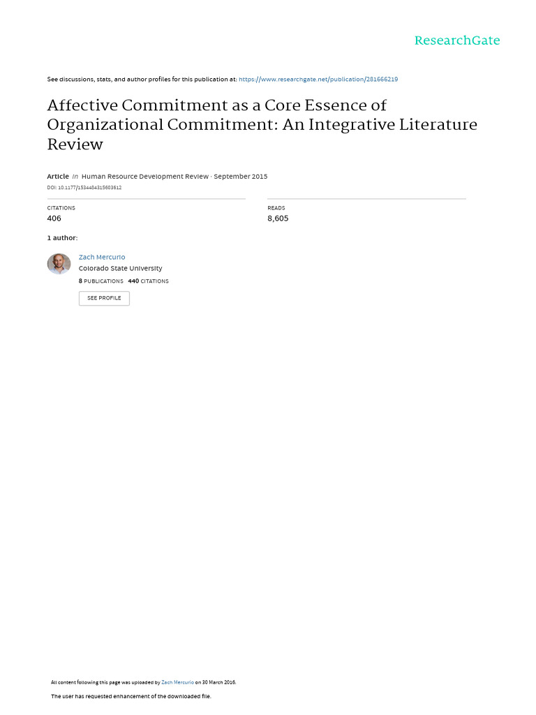 Affective Commitment As A Core Essence of Organizational Commitment: An ...