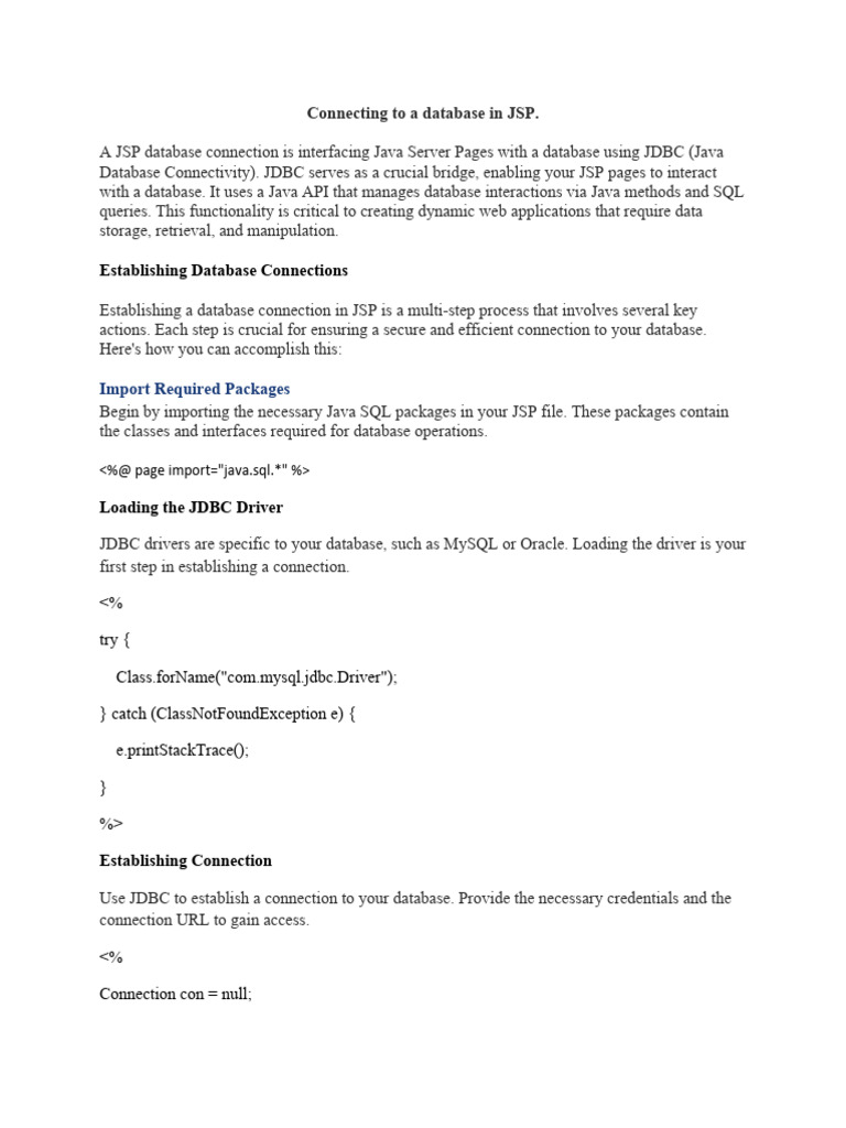 JSP Database Connection | Download Free PDF | Databases | Information Retrieval